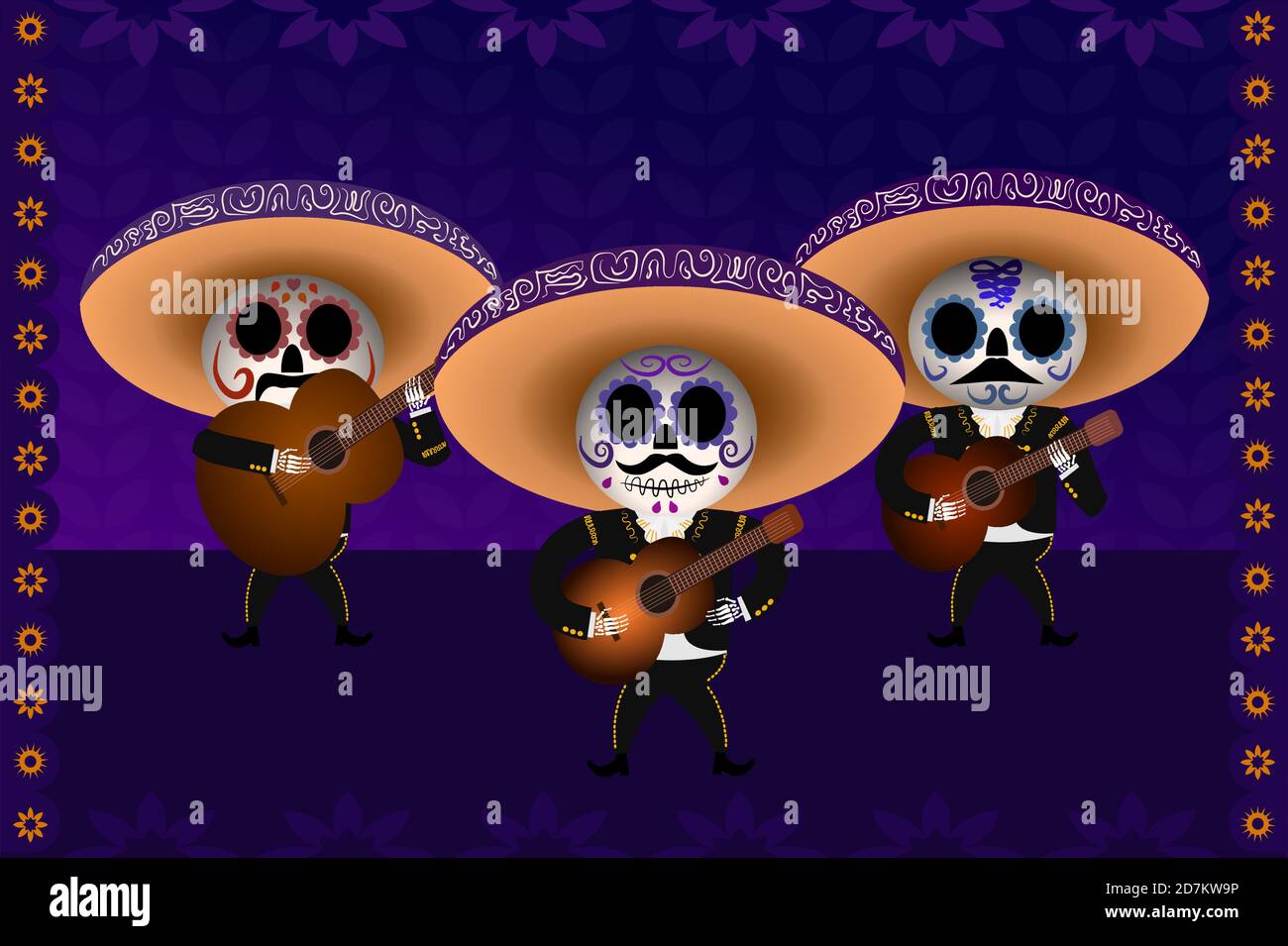Mariachi musicians - skeletons, day of the dead celebration - halloween ...