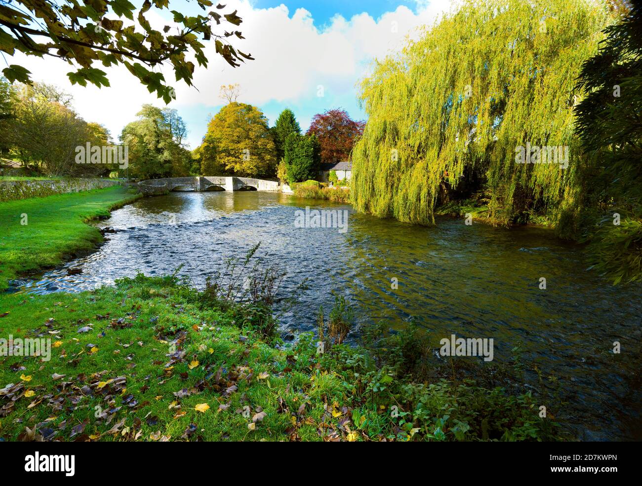 The River Wye flowing through Asford in the Water, the Peak District ...