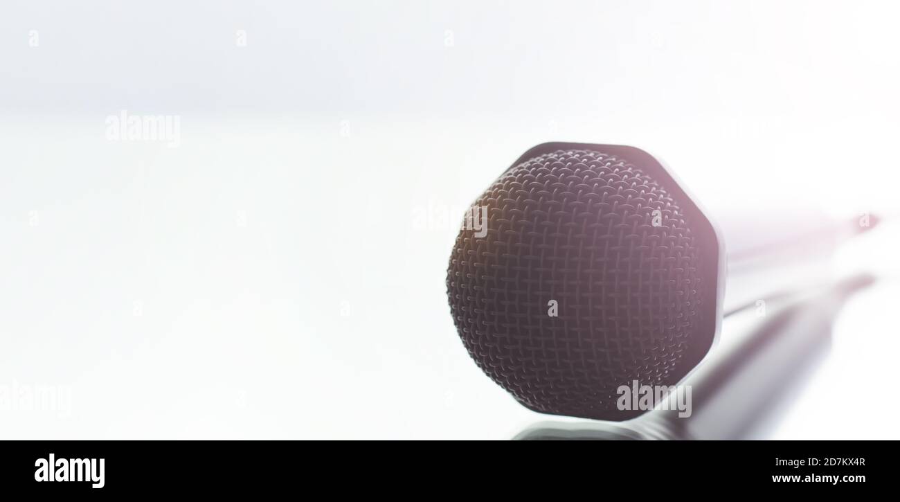 The microphone on the stage before debate Stock Photo - Alamy