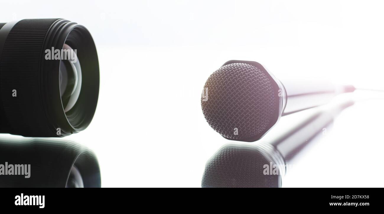 The microphone on the stage before debate Stock Photo - Alamy