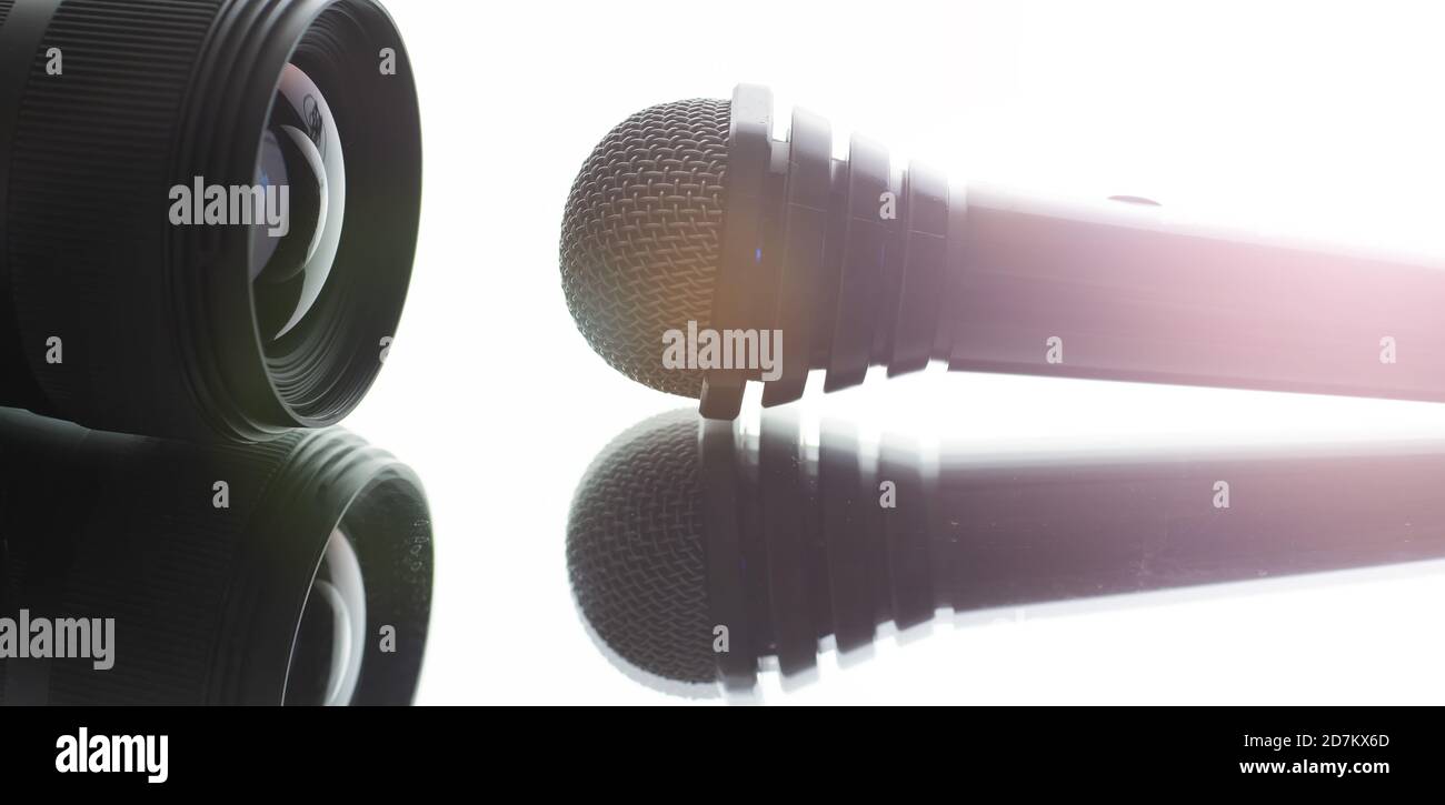 The microphone on the stage before debate Stock Photo - Alamy