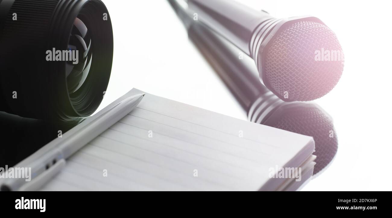 The microphone on the stage before debate Stock Photo - Alamy