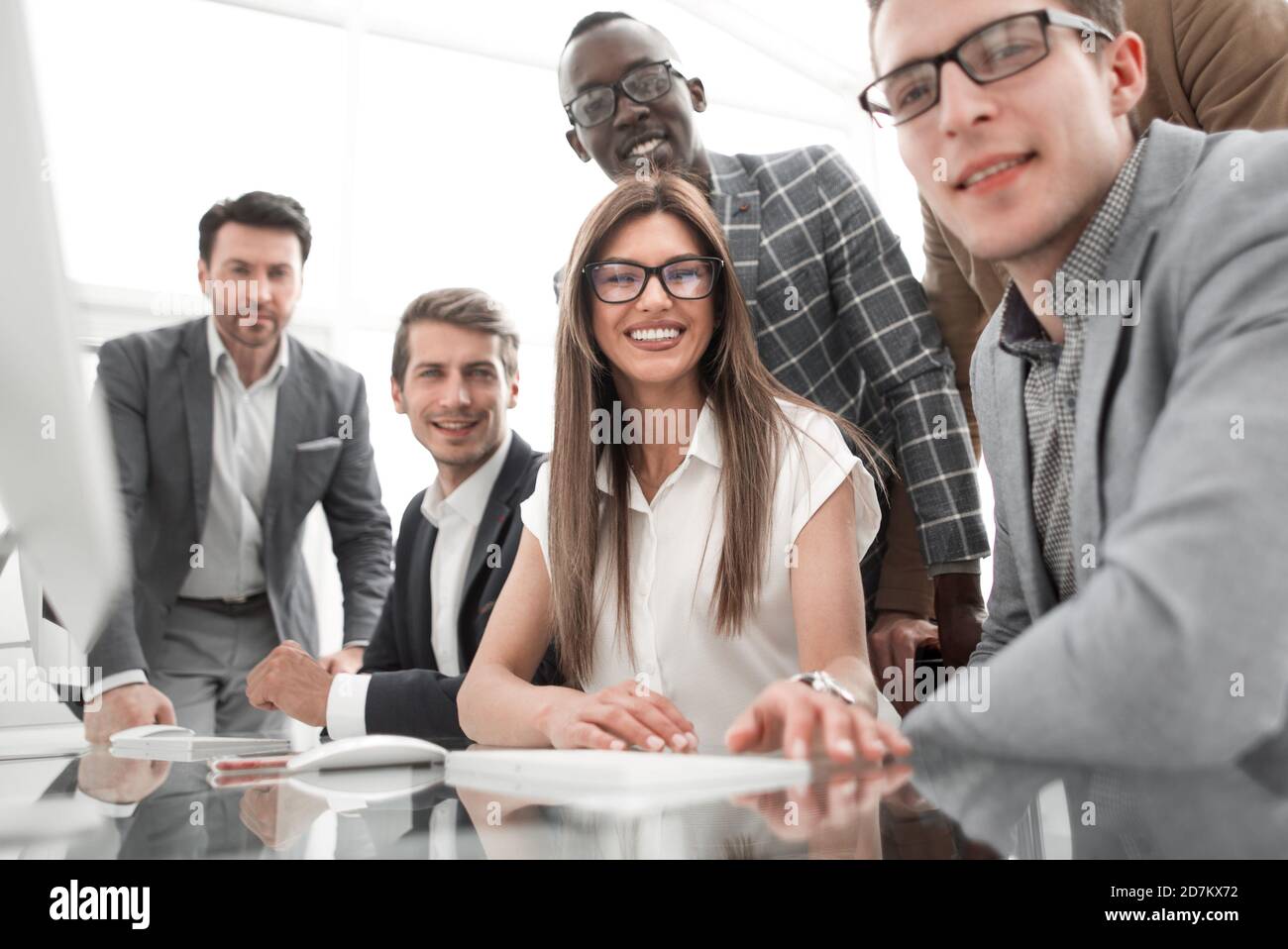 close up.international business team in the workplace Stock Photo - Alamy