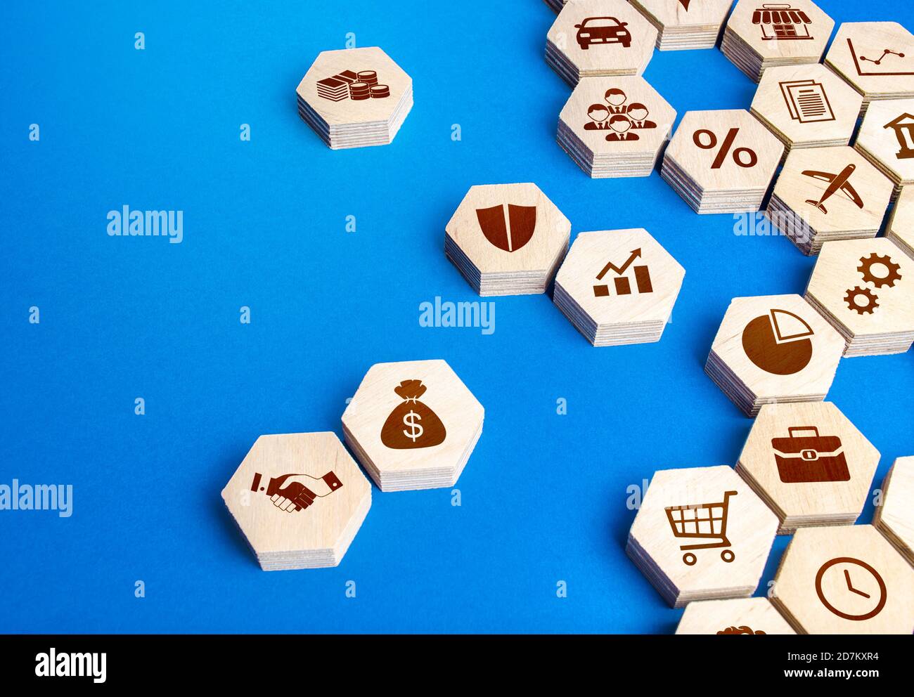 Hexagonal shapes with business attributes are collected into a single ...