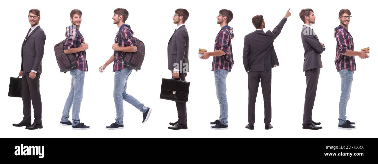 panoramic photo collage engineer architect isolated on white Stock ...