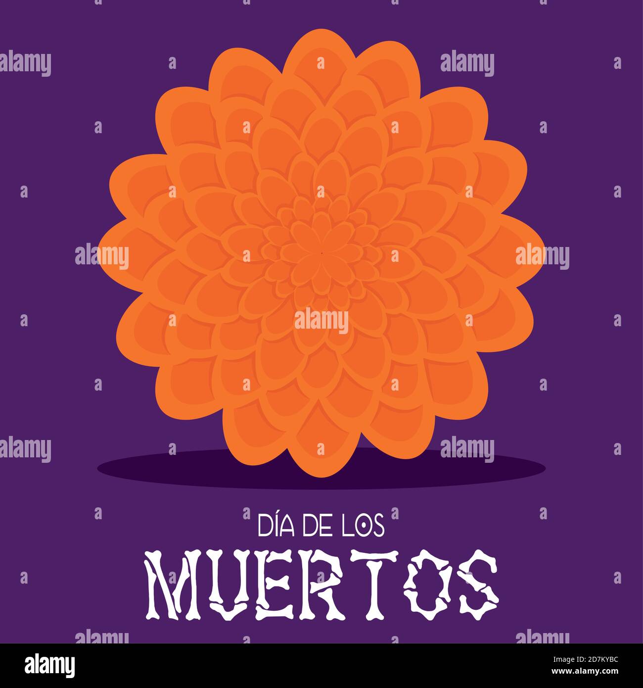 Dia de los muertos poster with a flower - Vector Stock Vector Image ...