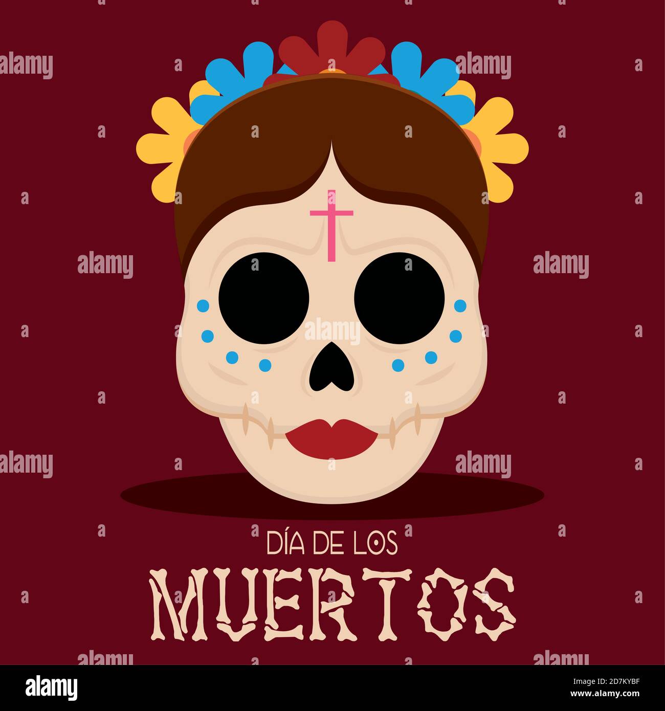 Dia de los muertos poster with a mexican skull - Vector Stock Vector ...