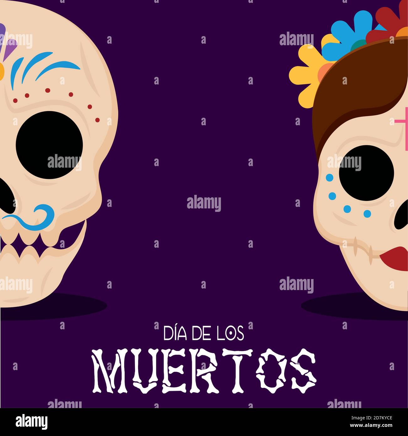 Dia de los muertos poster with a mexican skull - Vector Stock Vector ...