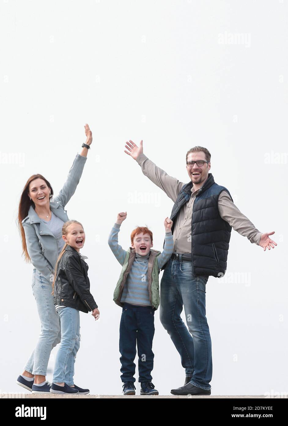 happy family with kids standing together Stock Photo - Alamy
