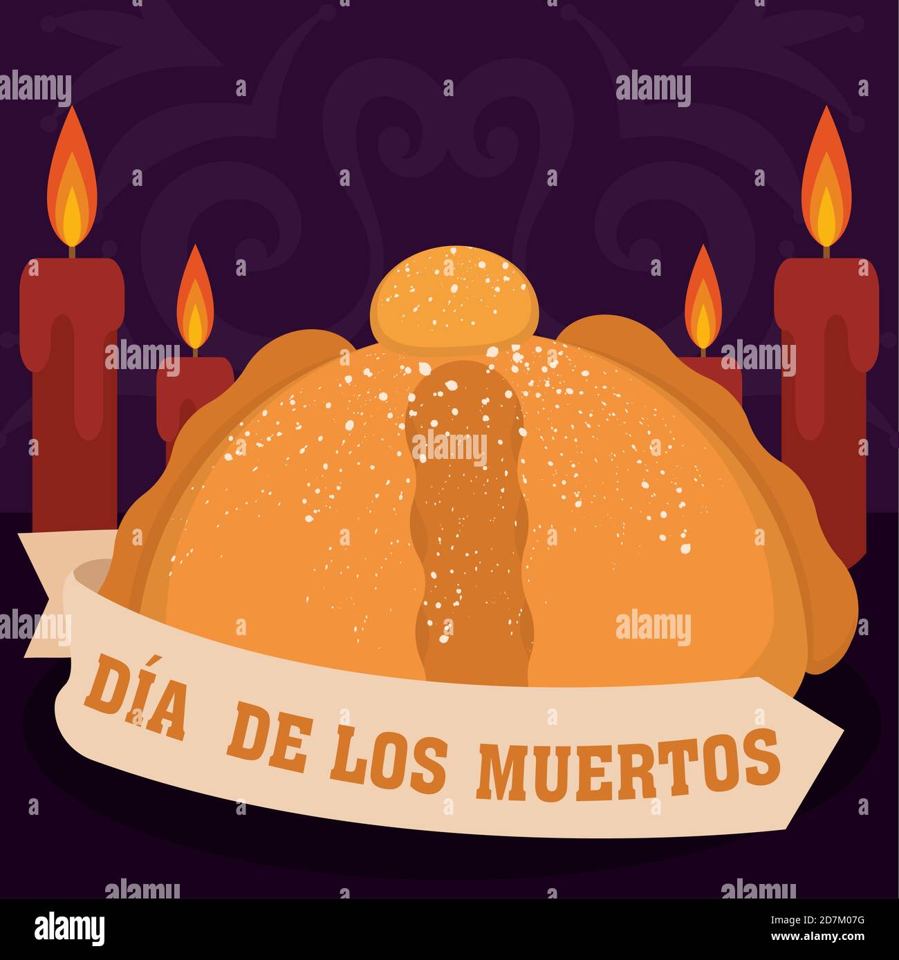 Dia de los muertos poster with a bread - Vector Stock Vector Image ...