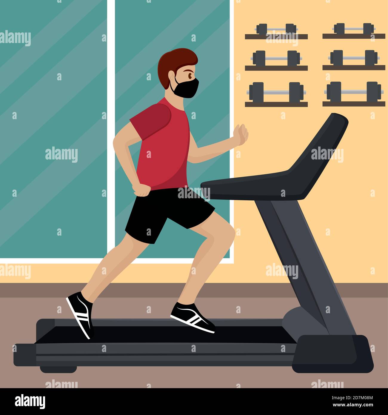 Man walk exercise with mask coronavirus protection- Vector Stock Vector ...