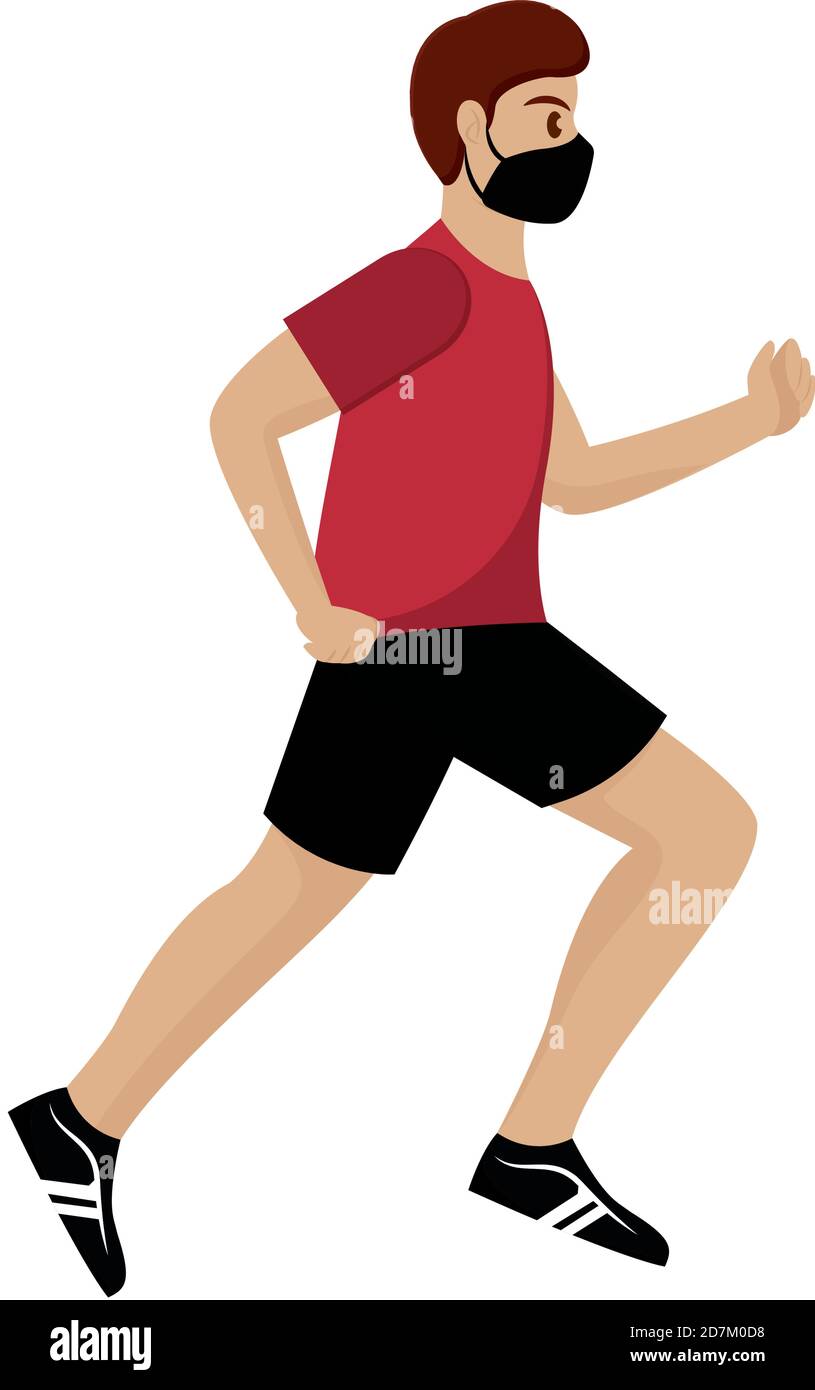 Isolated man run with mask coronavirus protection- Vector Stock Vector ...