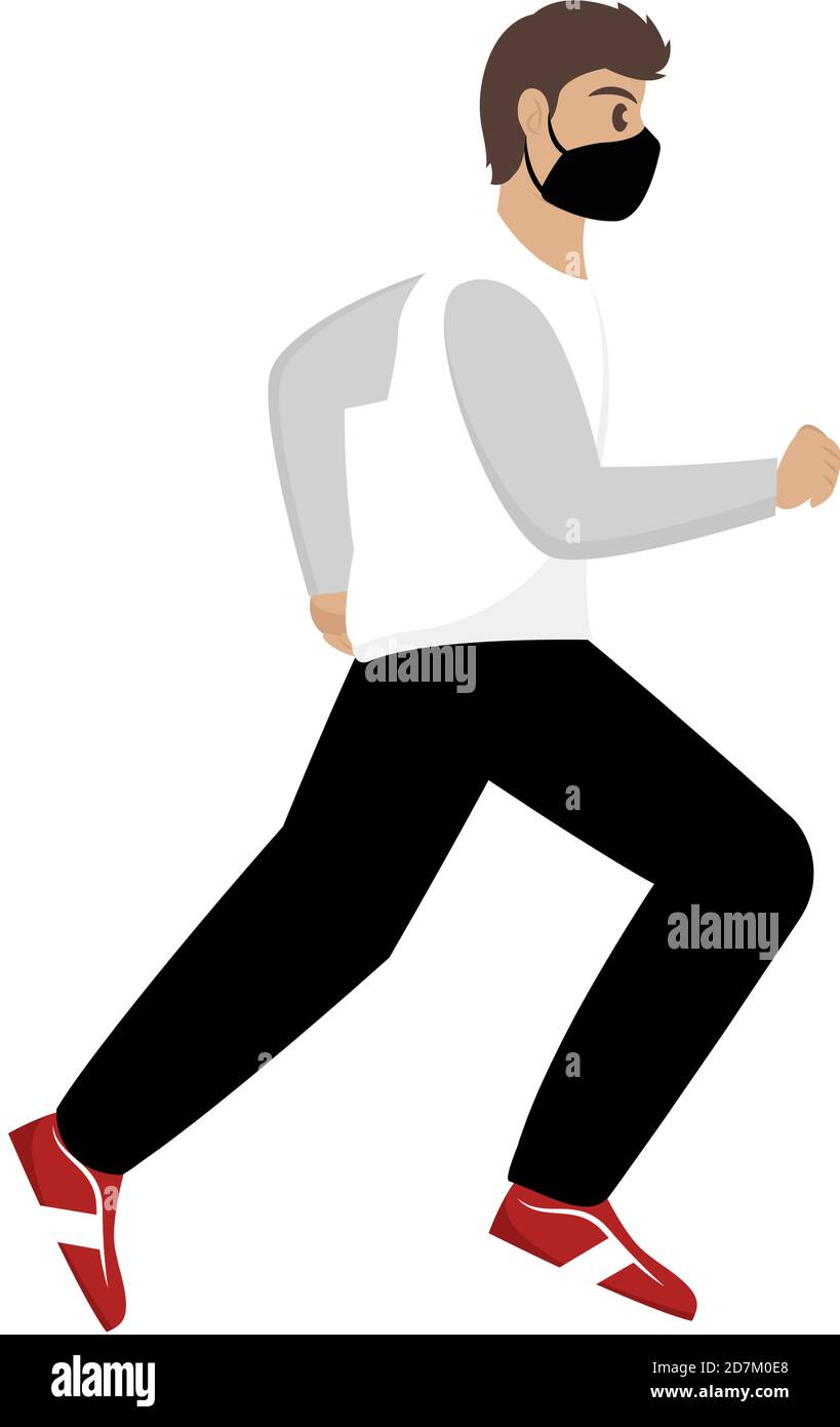 Isolated man run with mask coronavirus protection- Vector Stock Vector ...