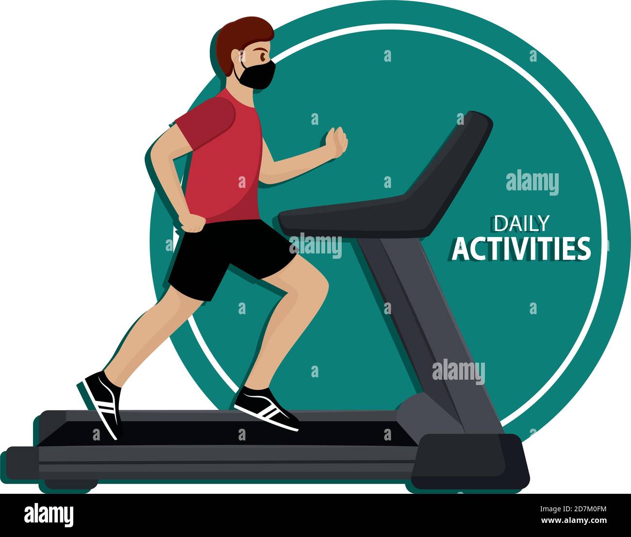 Isolated man walk exercise with mask coronavirus protection - Vector ...