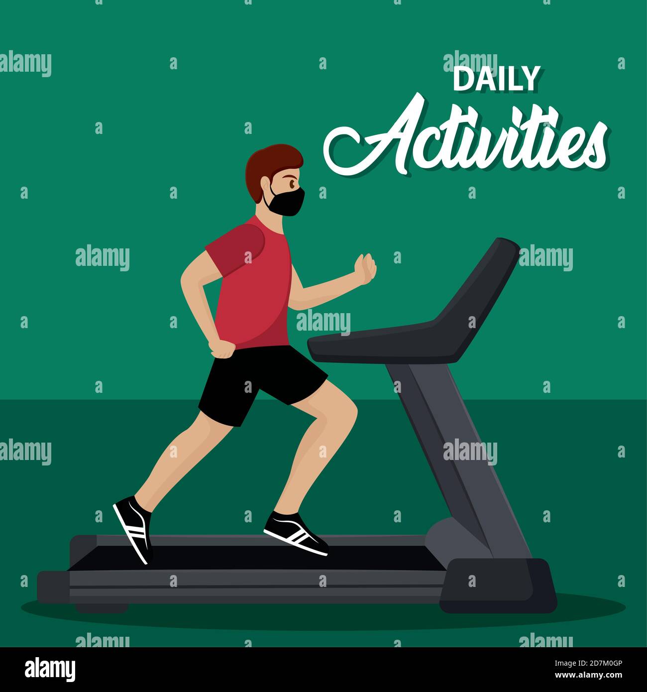 Man walk exercise with mask coronavirus protection banner - Vector ...