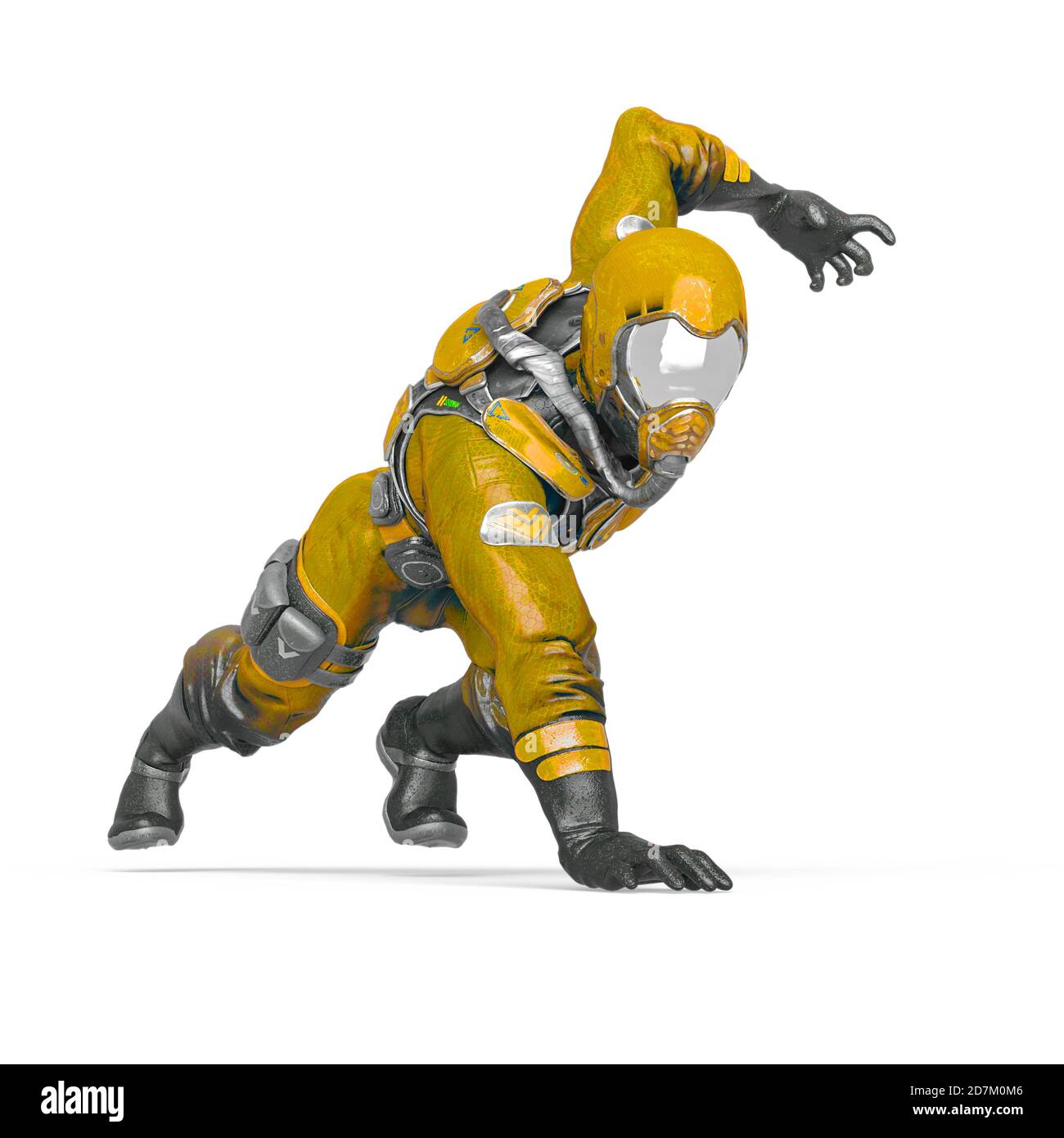 battle pilot is doing a comic action pose in white background, 3d ...