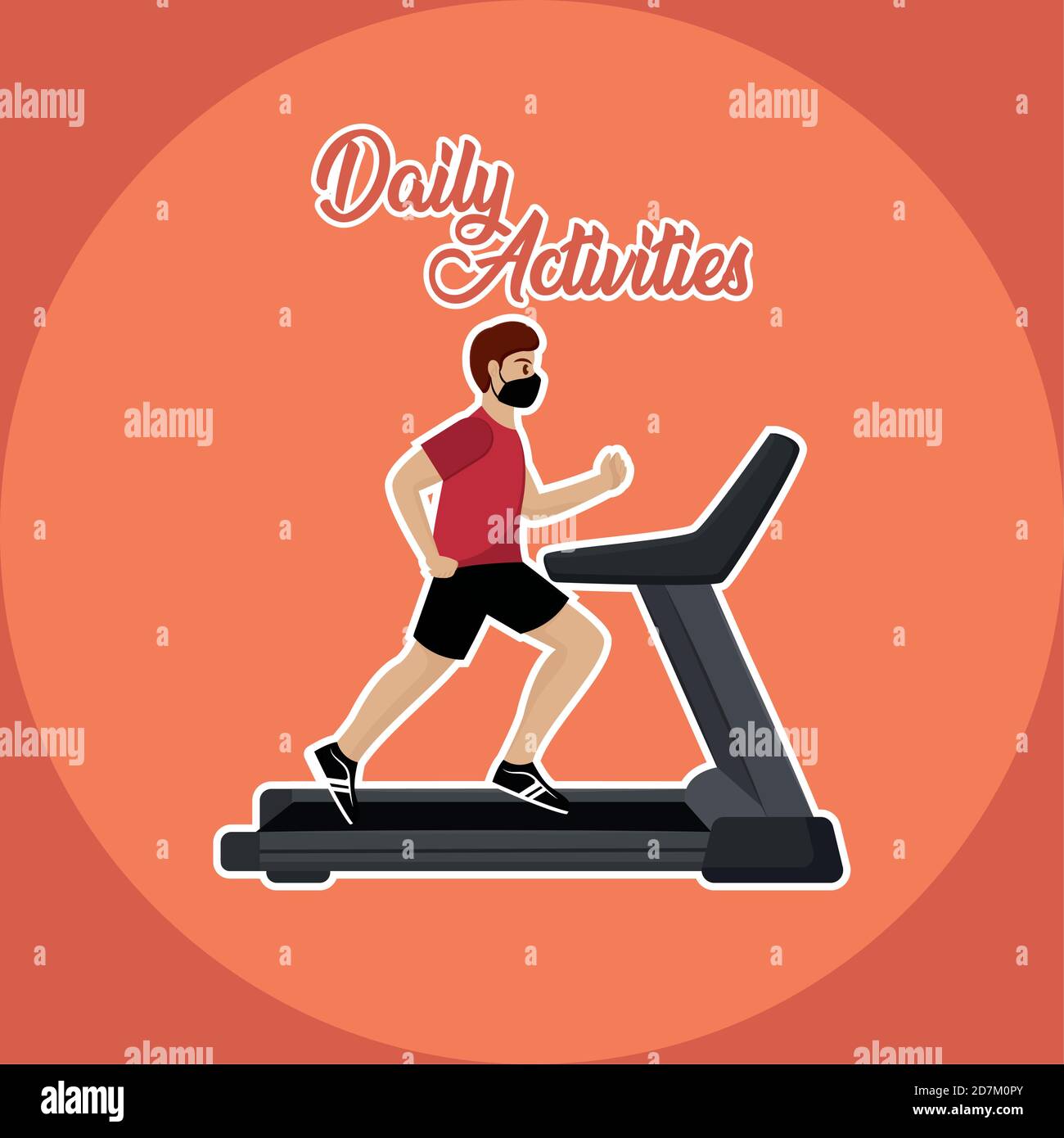 Man walk exercise with mask coronavirus protection logo - Vector Stock ...