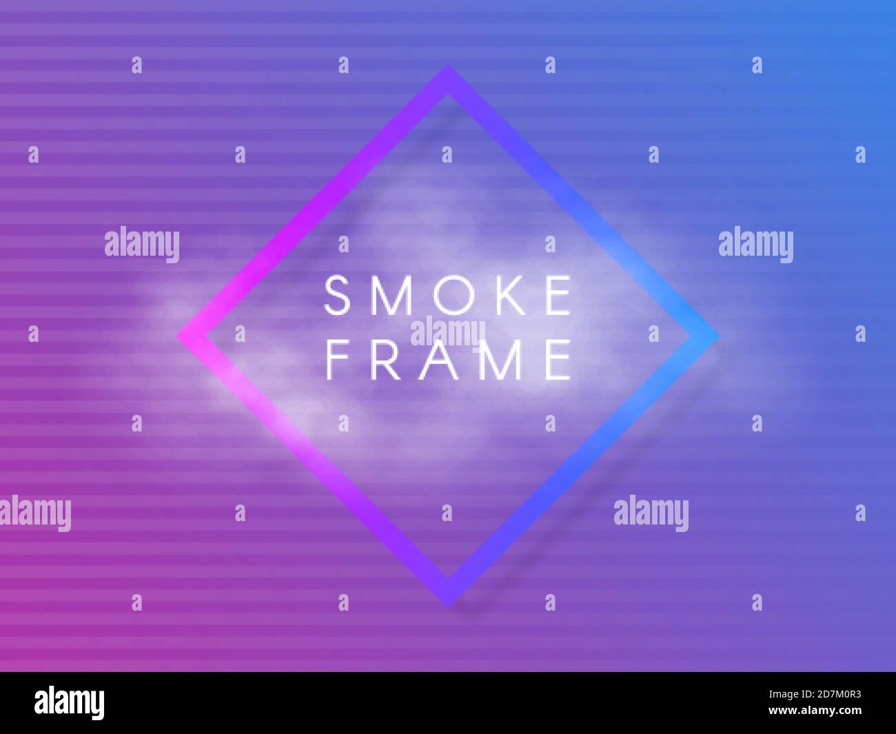 Neon smoke effect on retro background. Purple and blue rhombus with ...