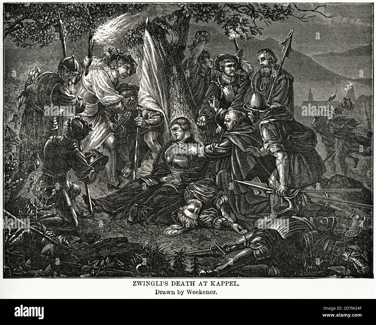 Zwingli's Death at Kappel, drawn by Weekener, Illustration, Ridpath's ...