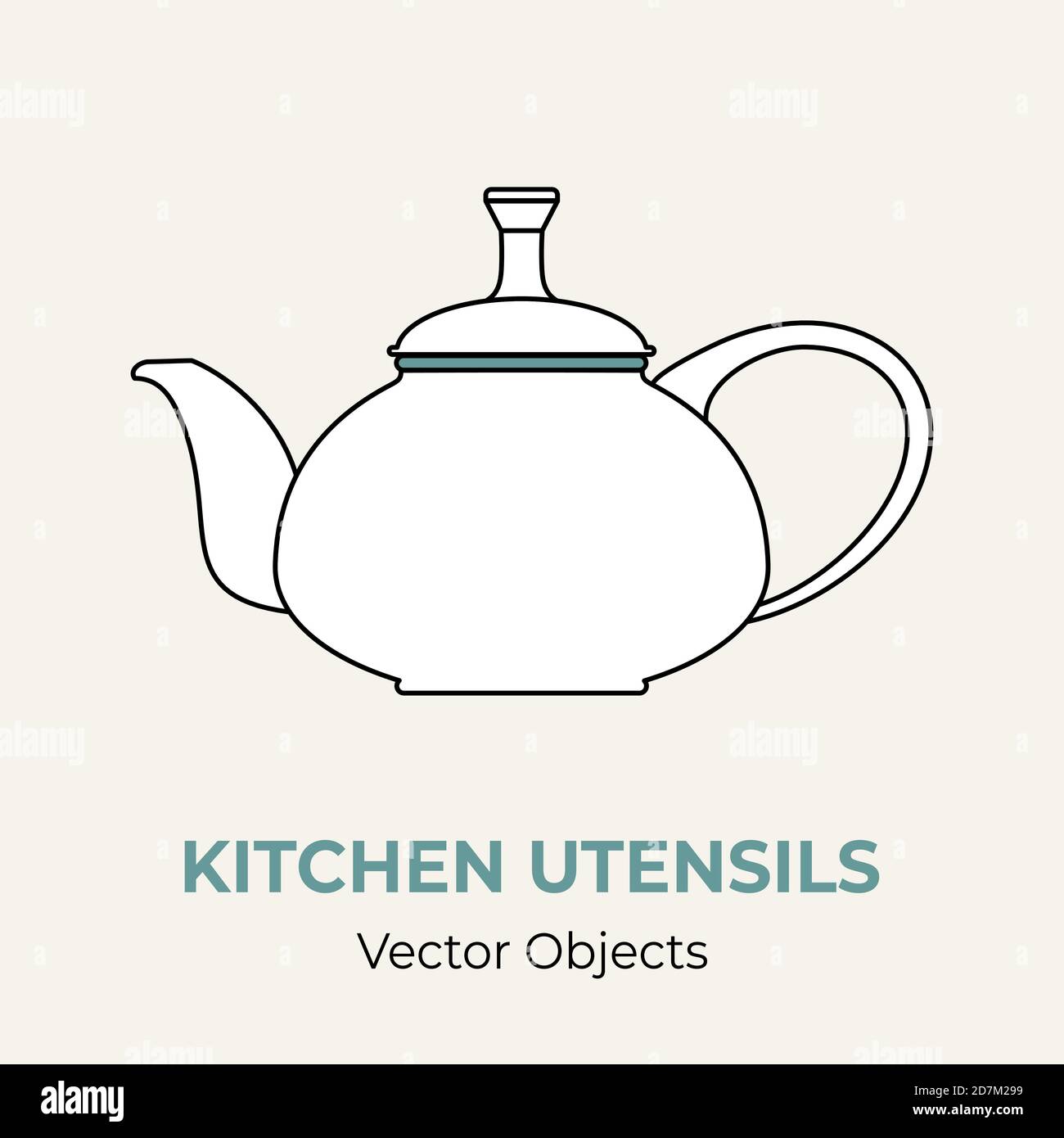 Tea pot simple form vector illustration. Vector line illustration ...