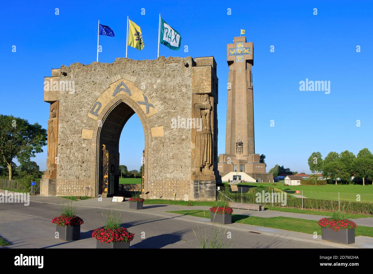 The Yser Tower and Peace Gate commemorating the soldiers killed on the ...