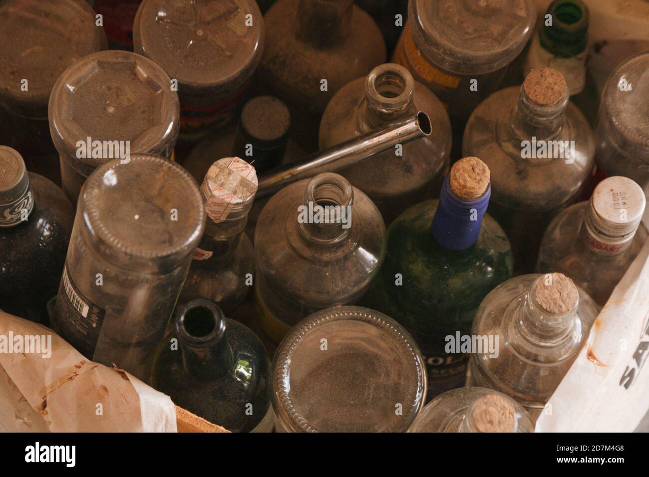 High angle shot of dirty and empty plastic bottles in a bunch Stock ...