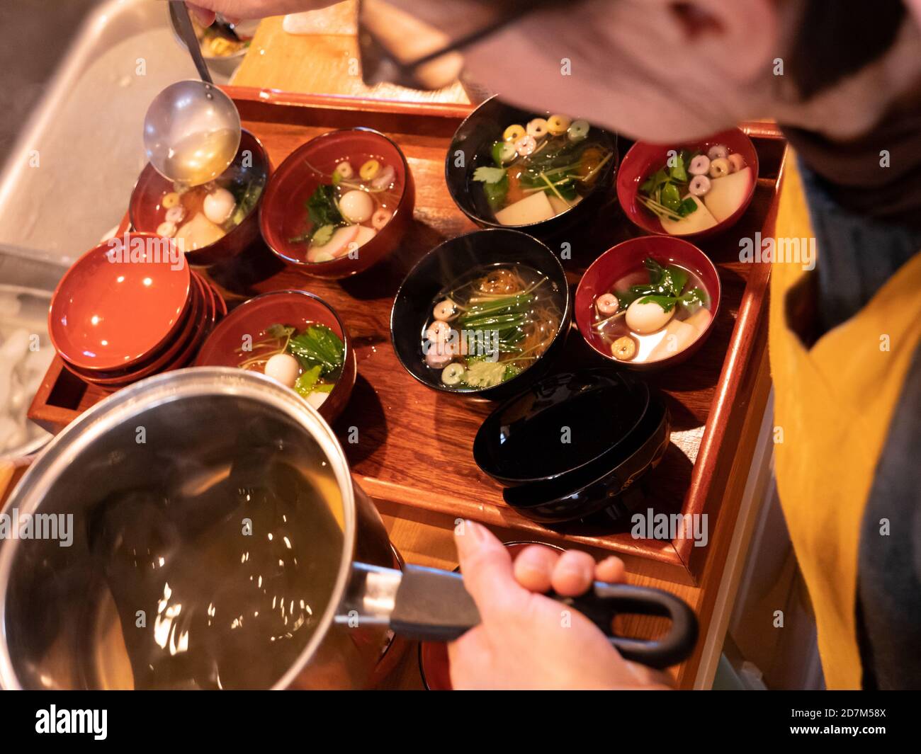 The table being set for a traditional new year's dinner in Japan Stock ...