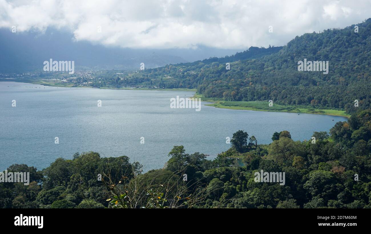 Beautiful view of the mountain lake in Bali Stock Photo - Alamy