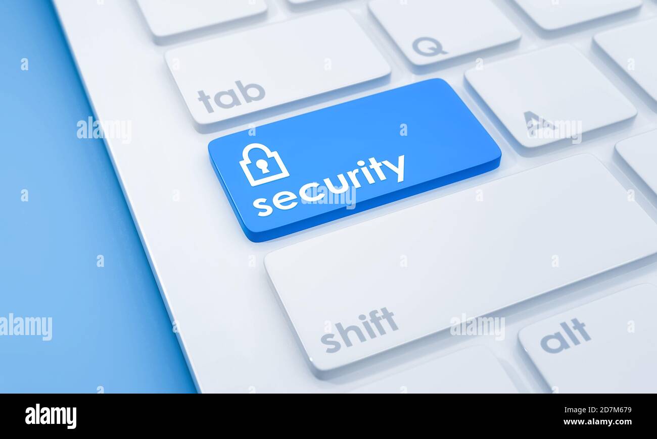 Keyboard with Security Button Stock Photo - Alamy