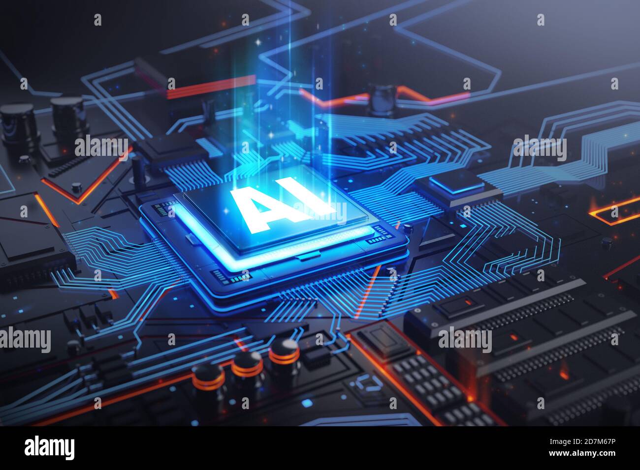 Computer Processor Artificial Intelligence Concept stock photo, 3d ...