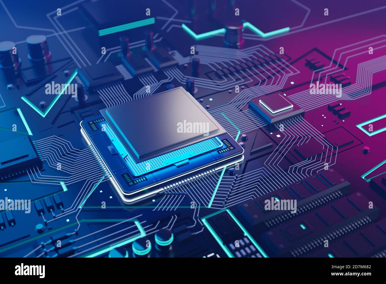 CPU and Computer chip concept 3d illustration Stock Photo - Alamy