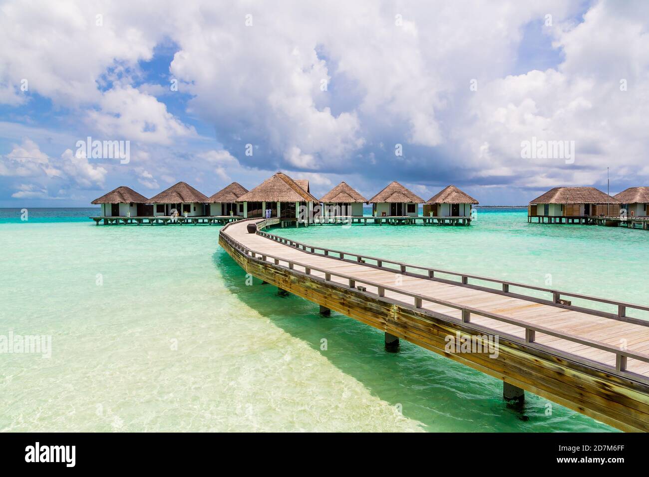 Beautiful overwater bungalows on the ocean in the Maldives Island Stock ...