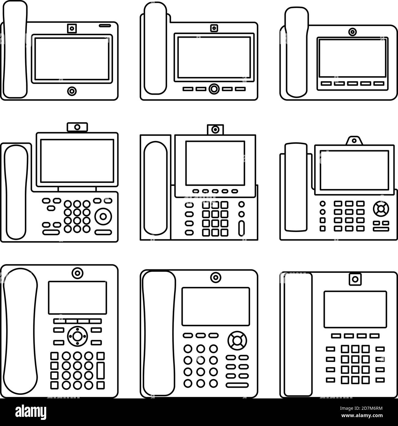 Set of video telephone icons. Thin line vector Stock Vector Image & Art ...