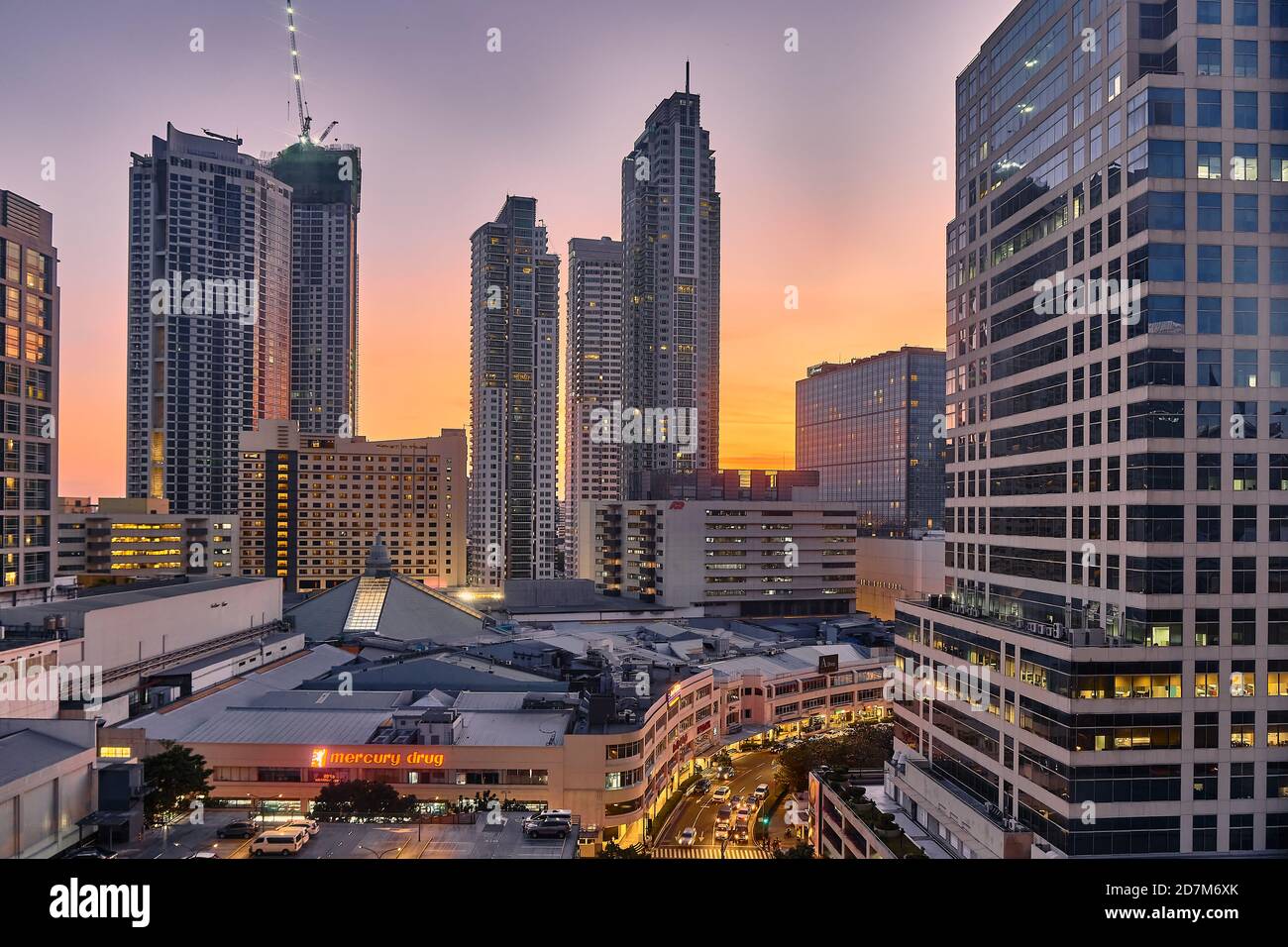 Manila, Philippines - Feb 01, 2020: evening view of the city of Makati ...