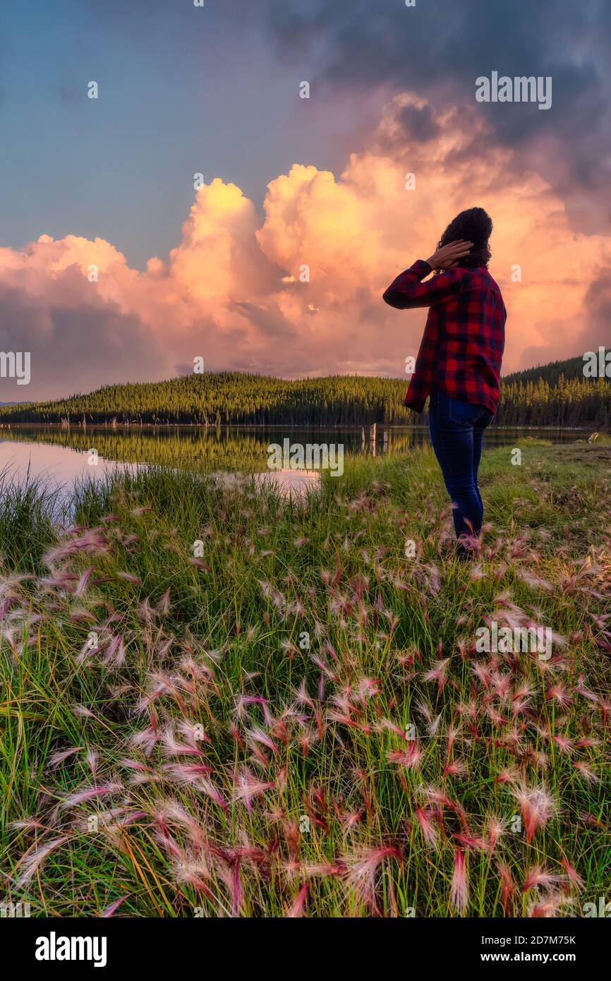 Girl Standing with Beautiful Scenery Stock Photo - Alamy