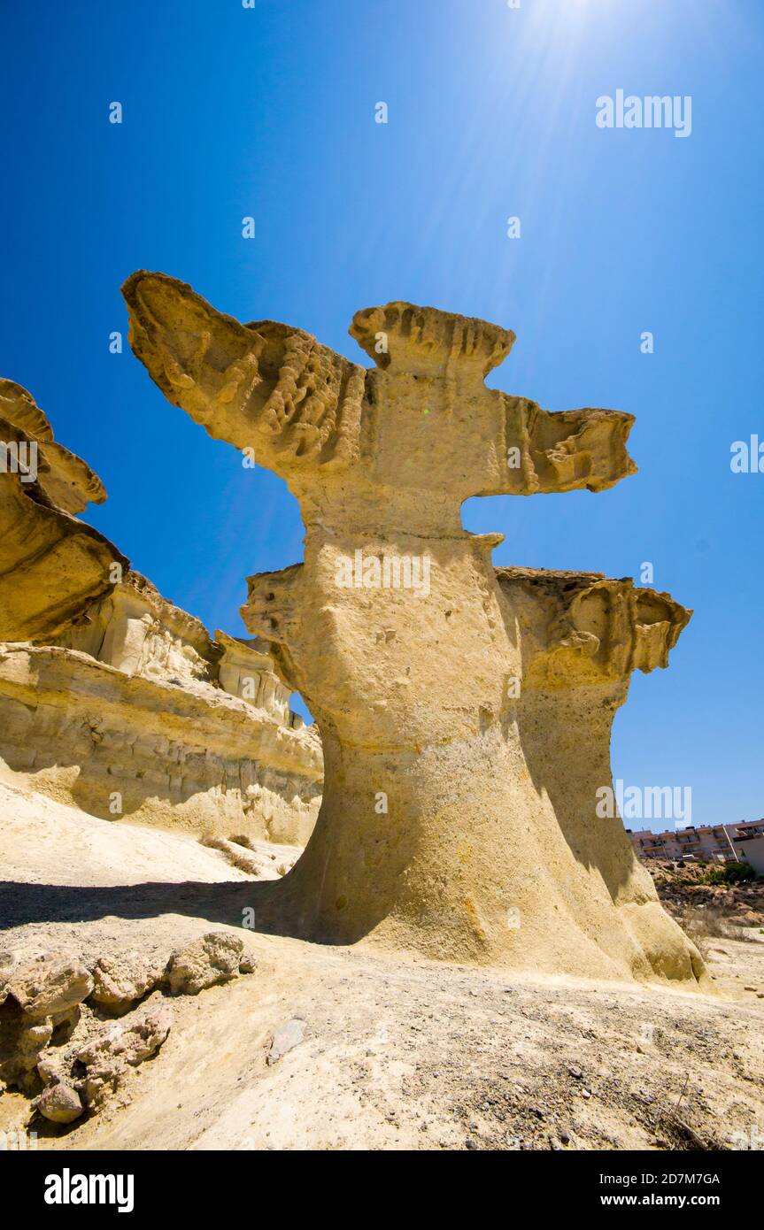 Erosion on sandstone on Bolnuevo beach, Mazarron, Murcia, Spain Stock ...