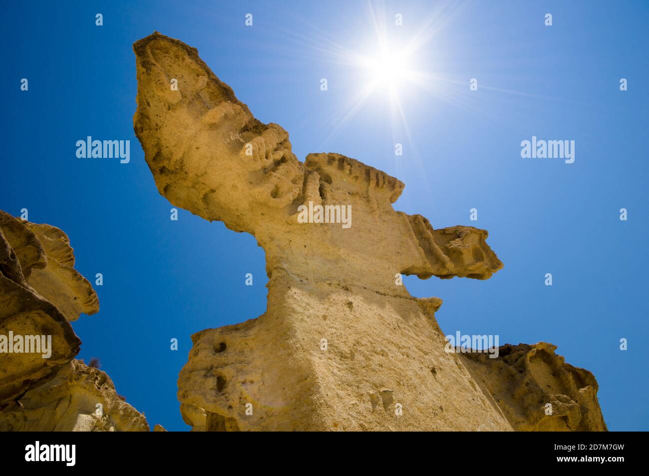 Low angle shot of a sandstone erosion on Bolnuevo beach in Mazarron ...