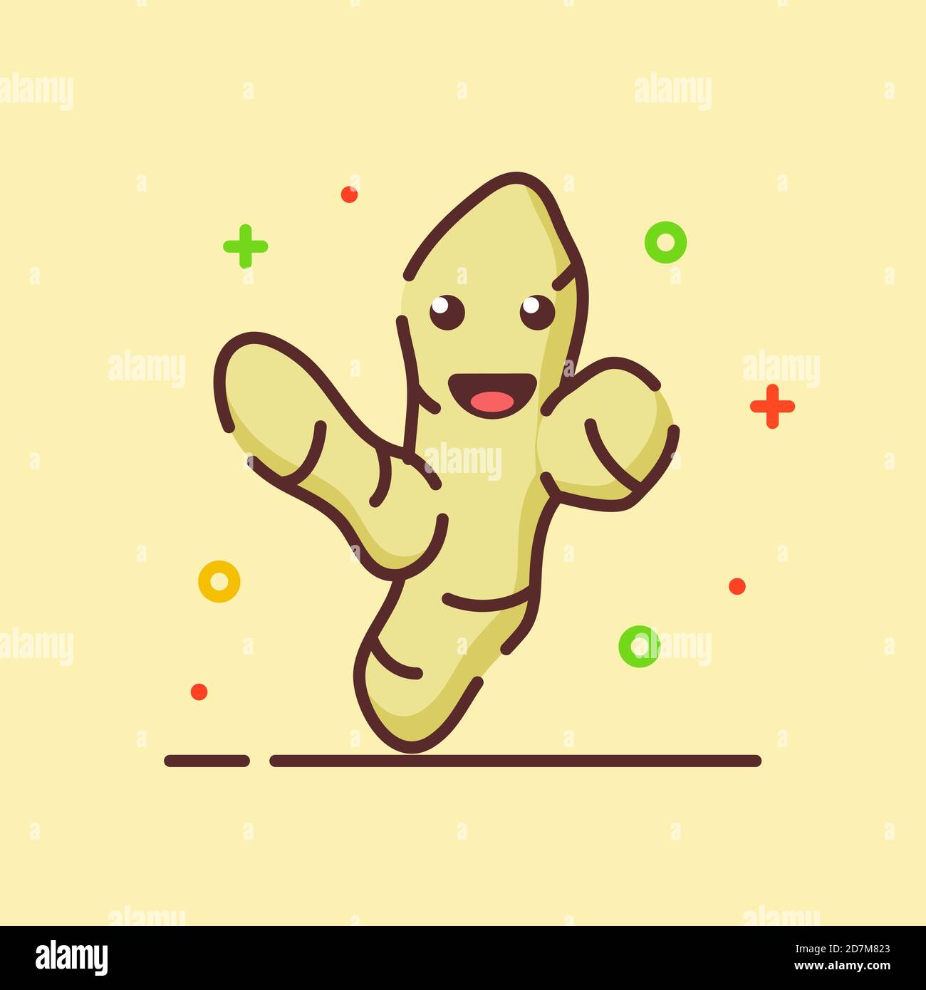 Ginger cute mascot face emotion happy fruit with color flat cartoon ...