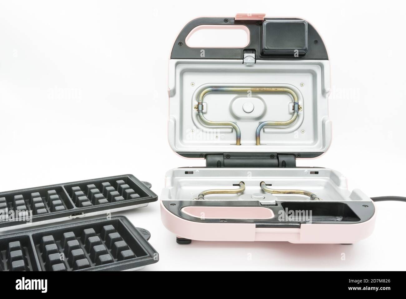 Modern waffle maker with removeable plates isolated on the white ...