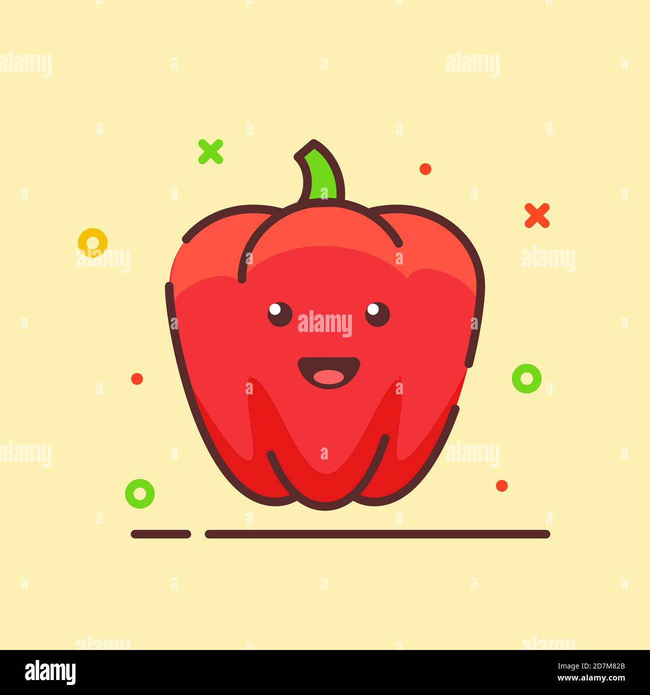 Paprika cute mascot face emotion happy fruit vegetable with color flat ...