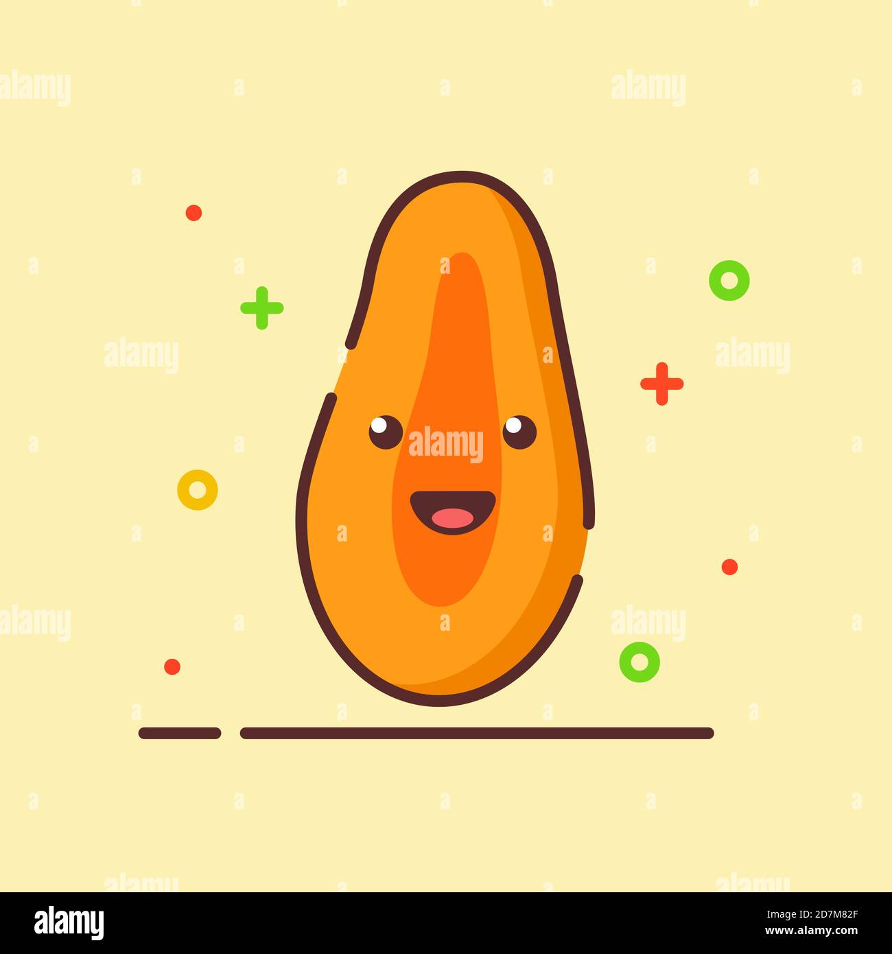 Papaya cute mascot face emotion happy fruit with color flat cartoon ...