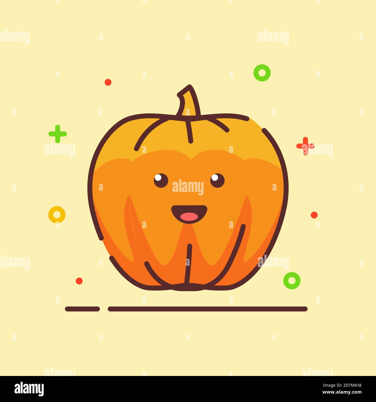 Pumpkin cute mascot face emotion happy fruit vegetable with color flat ...