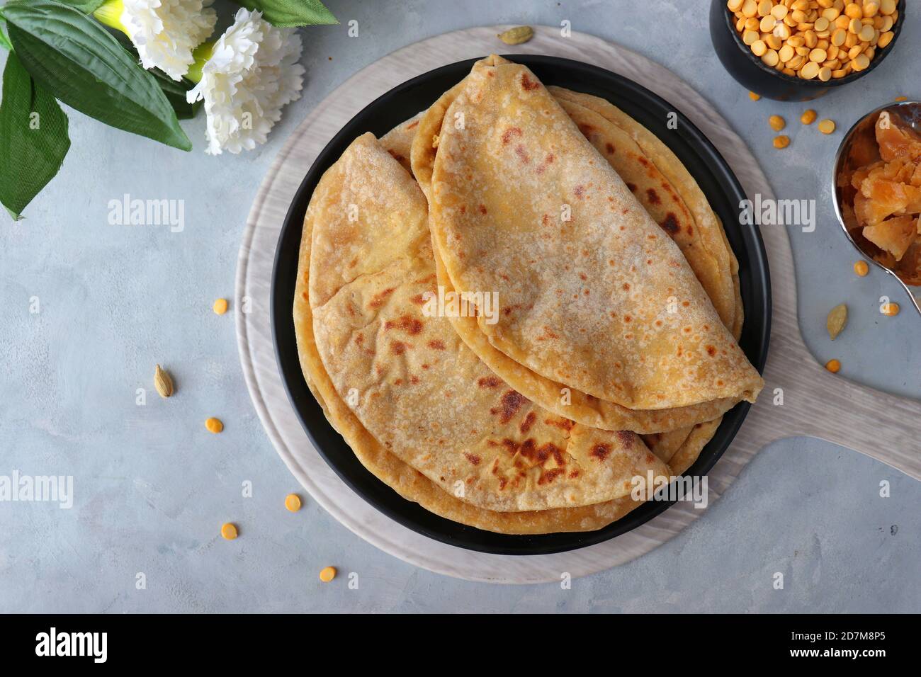 Holi Festival Food - Puran Poli is an Indian sweet flatbread stuffed ...