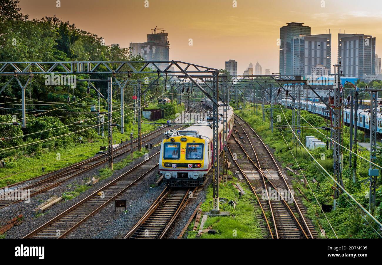 MUMBAI, INDIA - October 17, 2020 : Mumbai Suburban Railway, one of the ...