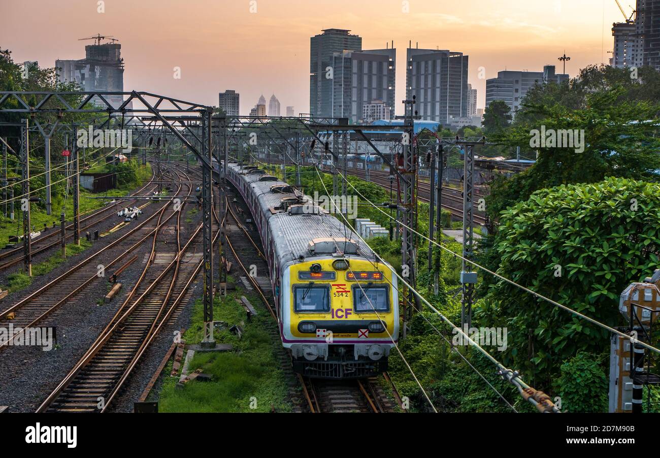 MUMBAI, INDIA - October 17, 2020 : Mumbai Suburban Railway, one of the ...