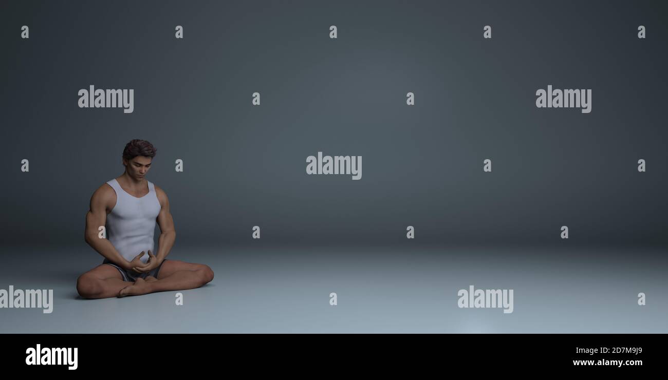 Meditation Background with Man Sitting in Lotus Position Stock Photo ...