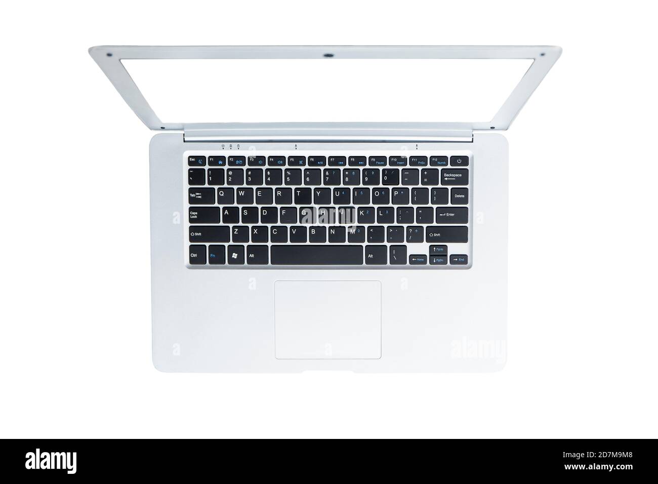 Gray silver laptop computer notebook top view isolated on white ...