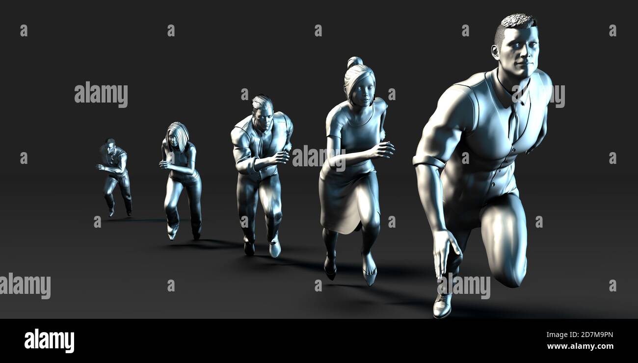 Business People Leadership Concept with Team Running Forward Stock ...