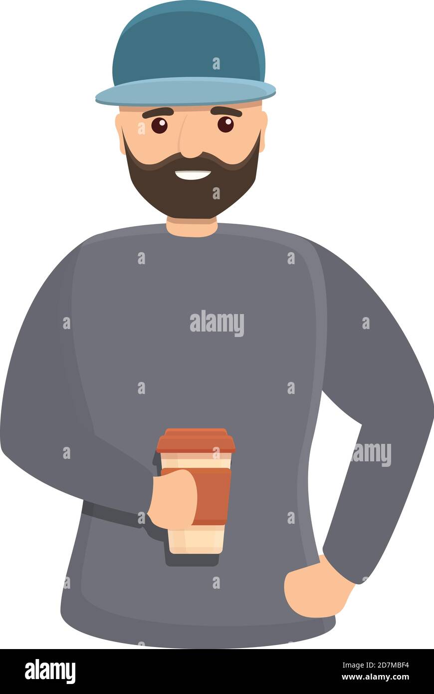 Man with coffee icon. Cartoon of man with coffee vector icon for web ...