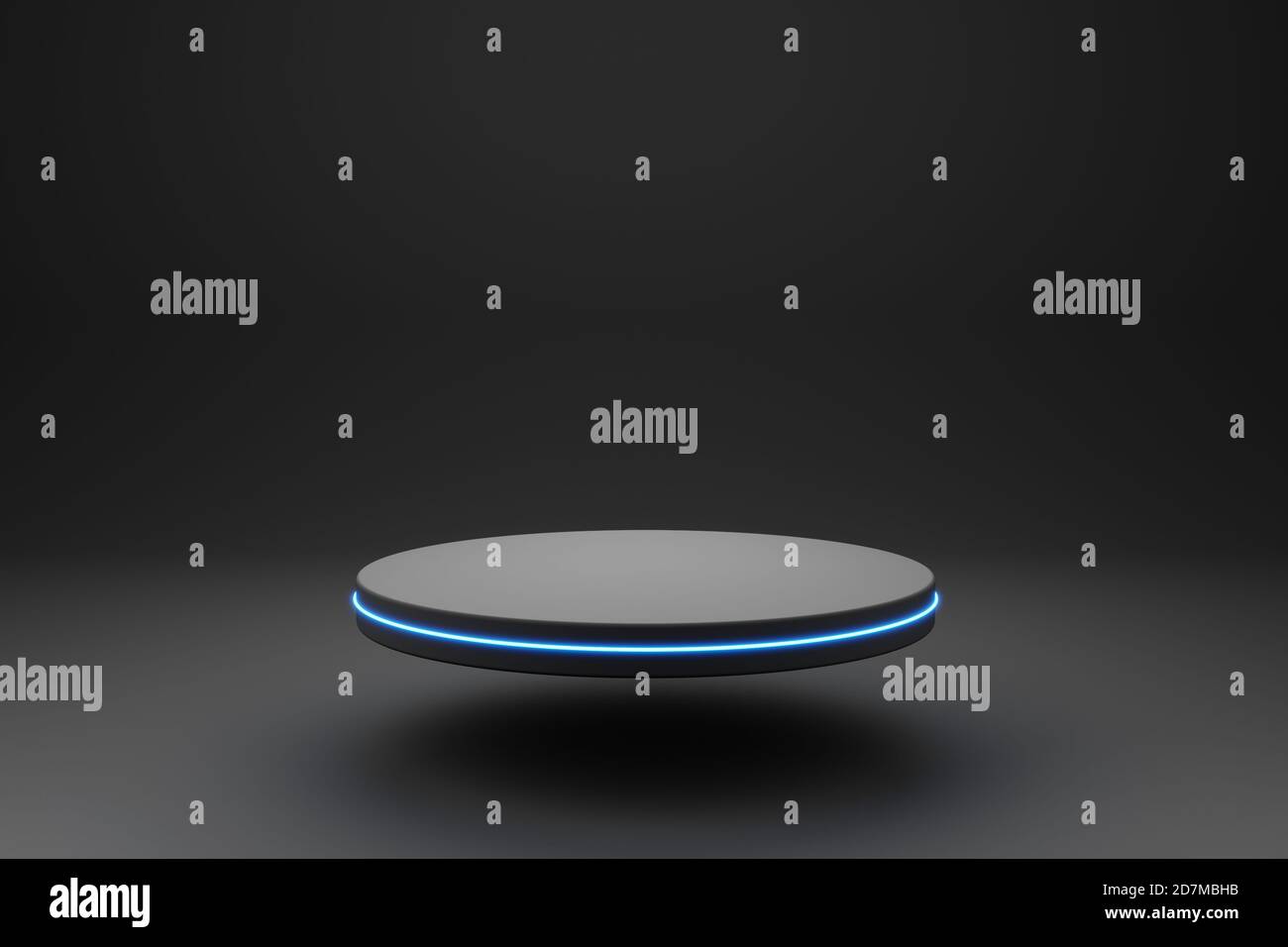Black Pedestal of platform display with neon modern stand podium on ...